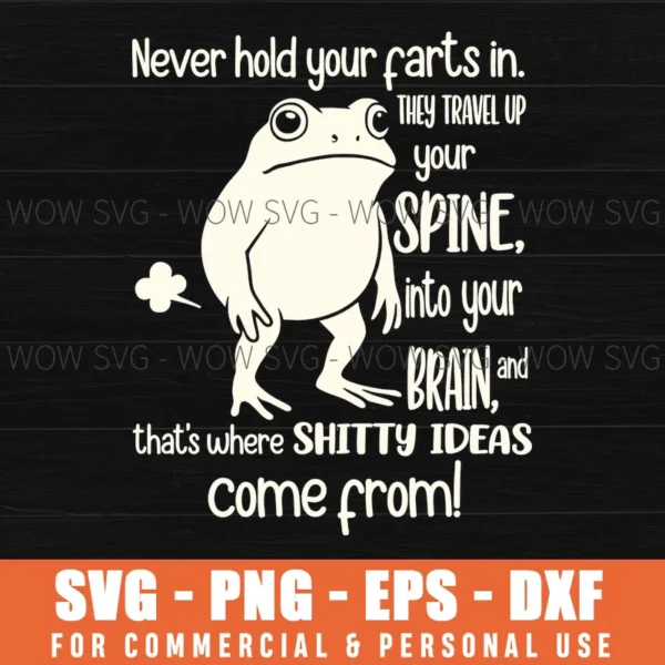 Fart Humor Frog Cartoon Shitty Ideas Funny Quirky Rude Svg Png